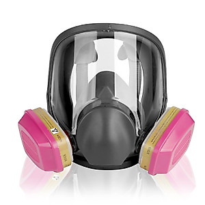 WjjWff Full Face Respirator Mask - Gas Mask With 60926 Activated Carbon Air Filter，For epoxy resin，grinding, hazardous waste handling, paint preparation, petrochemical, pharmaceuticals, welding
