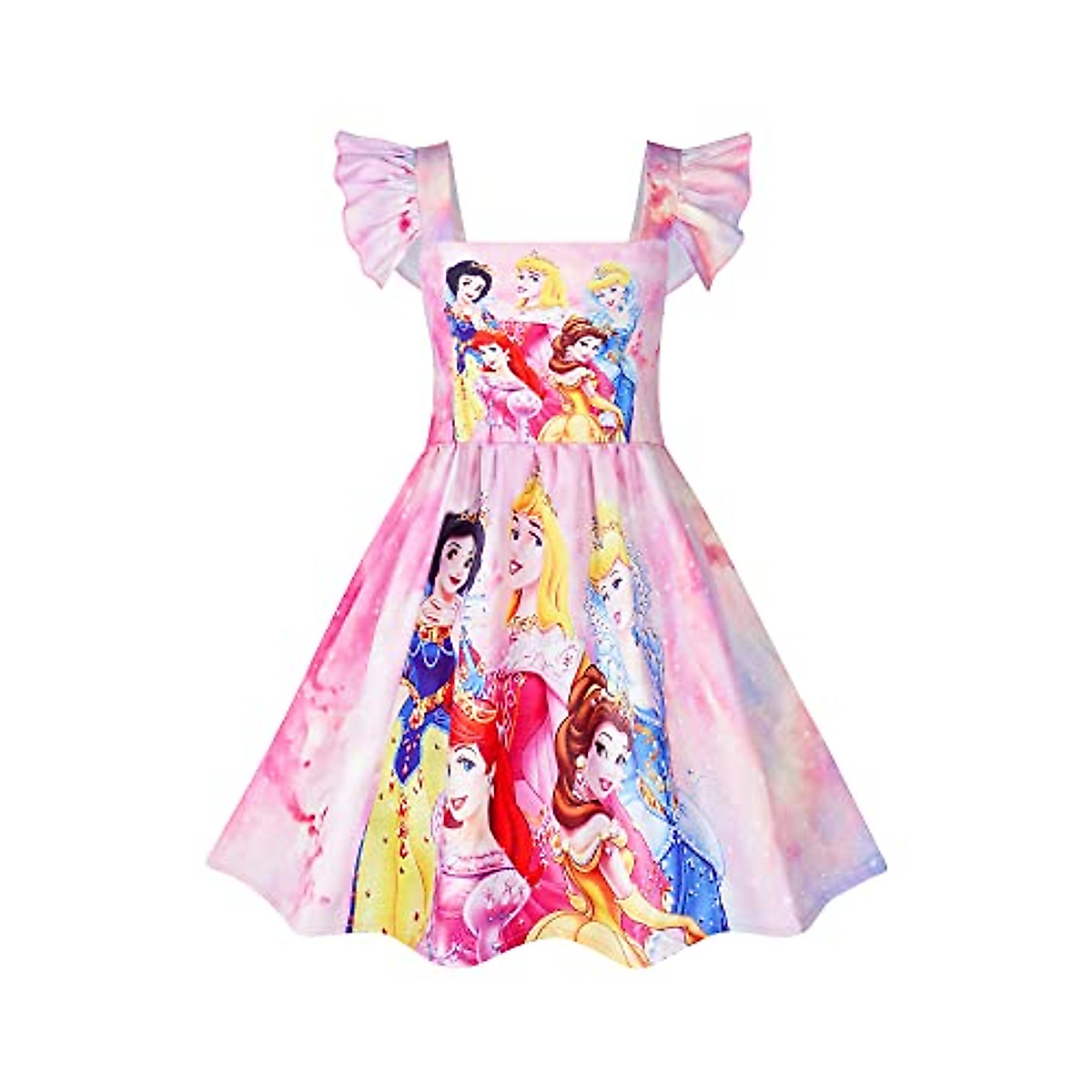 Princess Dress Square Neck Toddler Girls Dress Up Clothes Ruffles Sleeve Tie Costume for Little Girls