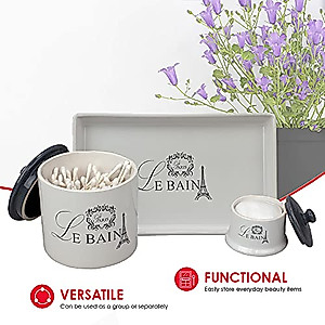 Home Basics, White Le Bain Paris 2 Piece Canister Set with Coordinating Ceramic Vanity Tray