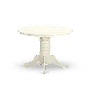 HomeStock Elegant Escape 3Pc Round 42 Inch Dining Room Table and A Pair of Parson Chair with Linen White Leg and Linen Fabric Light Beige