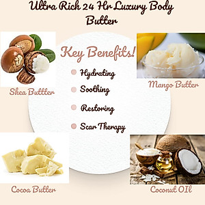 Just Whipped Haircare|Ultra Rich 24 Hr Luxury Body Butter-8 Oz.| Moisturizing| Free of Parabens, Sulfates, Silicones, Pthylates (Cedar Leather)