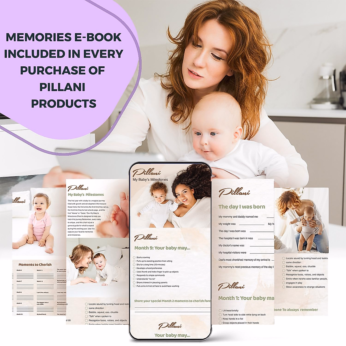 PILLANI Nursing Pillow for Breastfeeding & Bottle Feeding, Original Breast Feeding Pillow for Mom & Baby Support, Removable Cotton Cover, Adjustable Waist Strap, Baby Girl Boy Essentials Must Haves