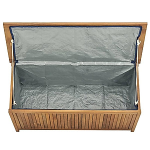 vidaXL Patio Box 44.9"x19.7"x22.8" – Durable Solid Teak Wood Outdoor Storage – Easy Assembly – Large Capacity – California Proposition 65 Warning