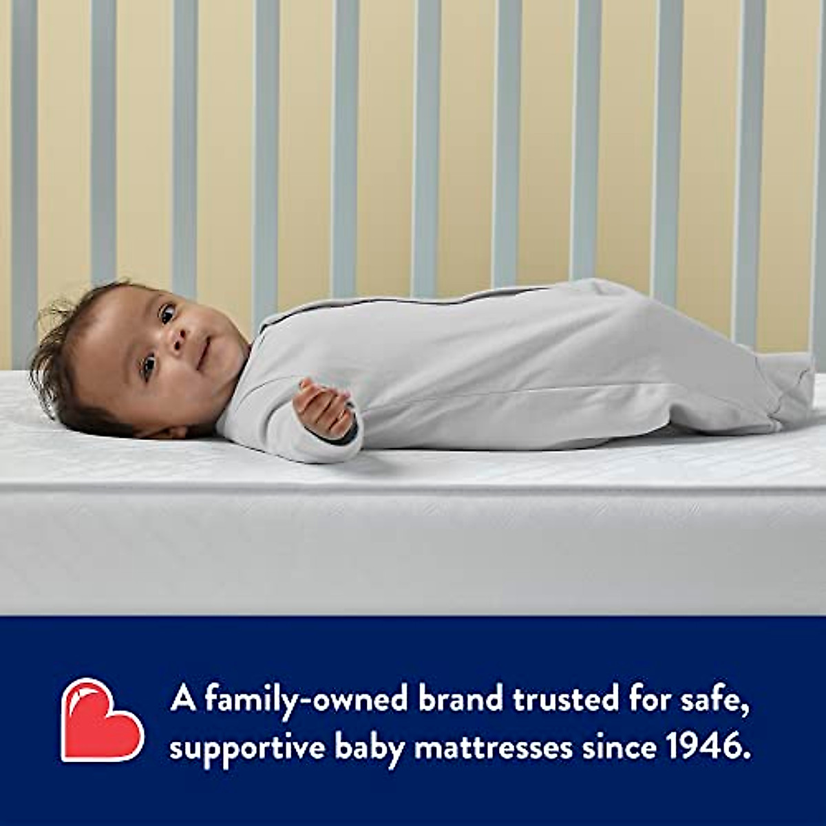 Kolcraft Pure Sleep Therapeutic Waterproof Toddler and Baby Crib Mattress - 150 Heavy Gauge Steel Coils - Made in USA, 52"x28", Extra Firm
