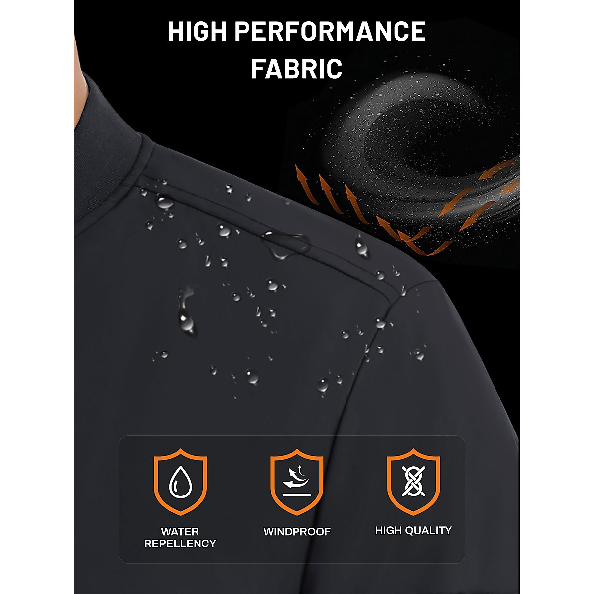 MAGNIVIT Black Bomber Coat Mens Jacket Fashion Trendy Mens Bomber Coats Lightweight Windbreaker Jackets Lightweight Full Zip Flight Jacket