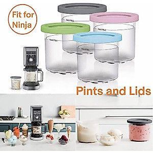 Ice Cream Pints Cup,Ice Cream Pints Cup, Ice Cream Containers With Lids For Ninja Creami Pints, Safe & Leak Proof Ice Cream Pints Kitchen Accessories,for Nc300s Nc299am Series Ice Cream Maker (4PCS)
