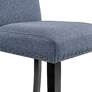 Yaheetech 6pcs Dining Chairs Fabric Upholstered Chair Kitchen Parson Chair with Nailhead Trim and Solid Wood Legs for Home Kitchen and Restaurant, Blue