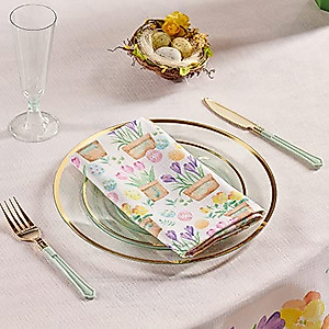 Kadut Easter Tablecloth Round, Easter Bunnies Fabric Table Cloth, 70" Round, for Indoor/Outdoor Use. for Spring, Easter, and Summer Tablecloth.