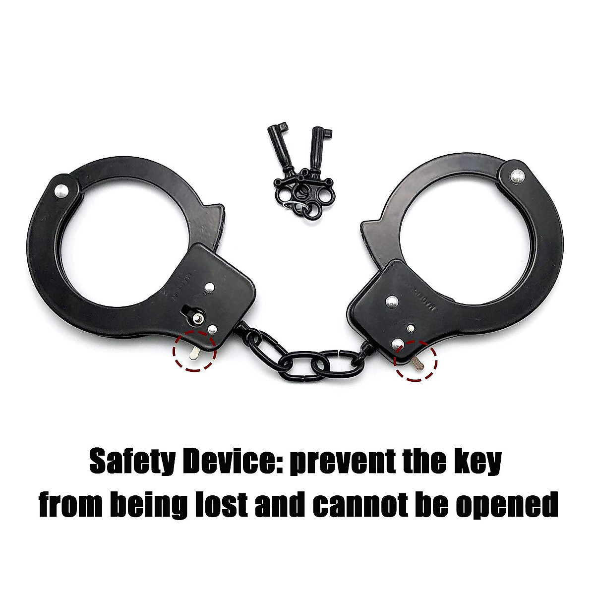 AUYYOSK Toy Metal Handcuffs with Key,Safety Party Supplies Accessory Pretend Play Hand Cuffs for Kids Children (Black)