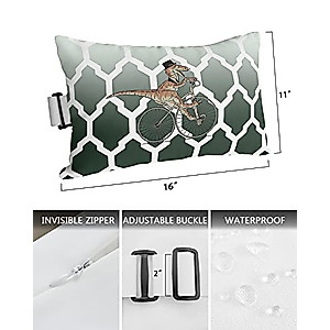 Recliner Head Pillow Ledge Loungers Chair Pillows with Insert Dinosaur with Moroccan Texture Sage Green Gradient Lumbar Pillow with Adjustable Strap Patio Garden Cushion for Sofa Bench Couch, 2 PCS