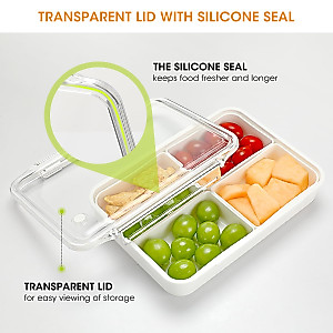 AIEVE Snack Containers, 4 Compartments Reusable Snack Box Container with Lids for Candy Fruits Nuts Snacks Platters