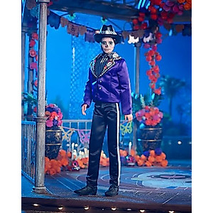 Barbie Signature Ken Fashion Doll, 2023 Dia de Muertos Collectible with Blue Jacket, Black Hat & Doll Stand