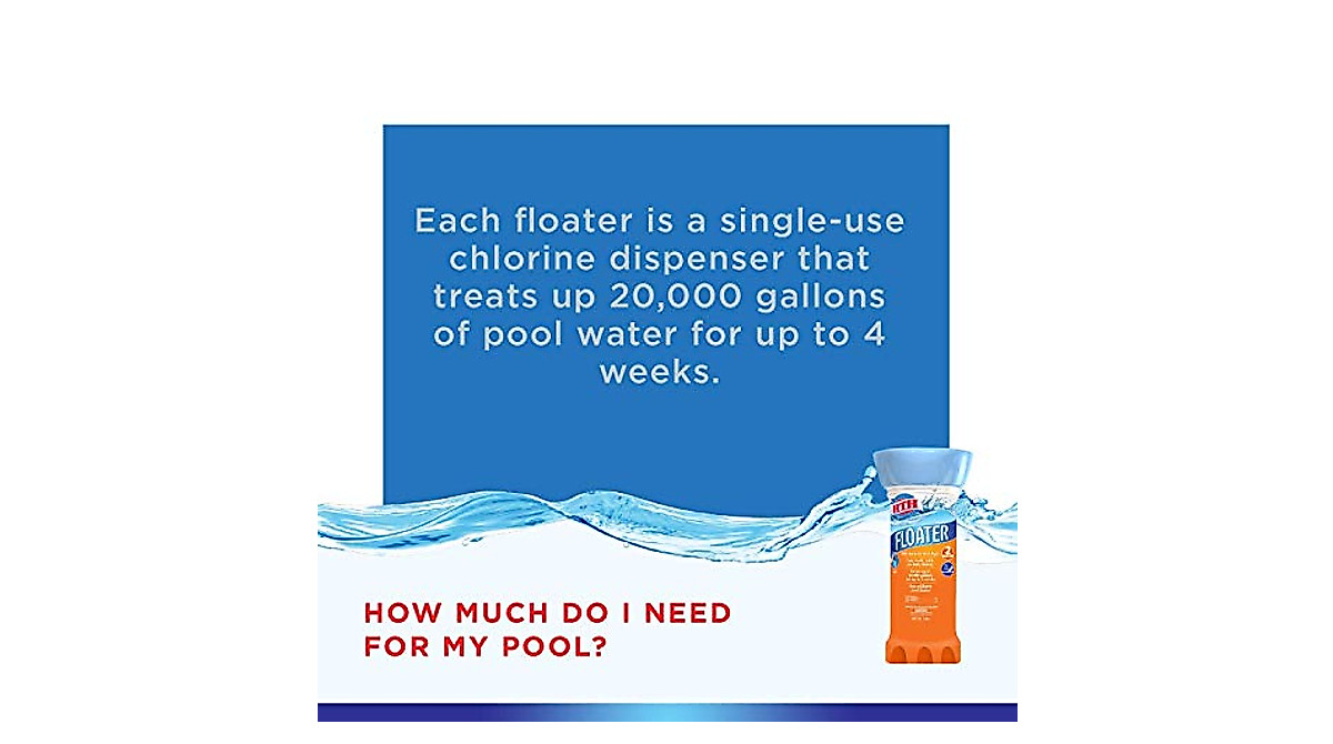 HTH Pool Chlorine Floater 3 lbs - Sanitizes & Clears Water