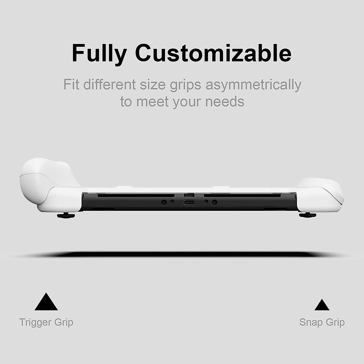 Skull & Co. NeoGrip Bundle: An Ergonomic Grip Hard Shell with Replaceable Grips [to fit All Hands Sizes] for Nintendo Switch OLED and Regular Model [with Carrying Case] - Neon Blue(L)+Neon Red(R)