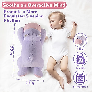 meowtastic Hippo Weighted Stuffed Animals - 22 Inch 4.5 Pounds Weighted Plush Hippo Stuffed Animals - Big Stuffed Hippo Weighted Plush Pillow - Cute Plush Toys Gifts for Kids & Adults (22" 4.5 lbs)