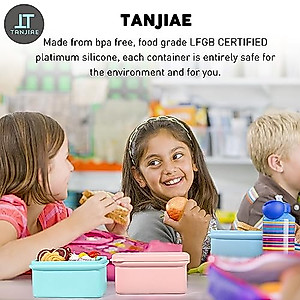 Tanjiae Silicone Snack Containers for Kids, Leak Proof Microwavable Small Tupperware Lunch Box Containers with Lids for Toddlers, 1 Cup BPA Free Freezer Molds for Soups/Baby Food Storage (13.5oz)