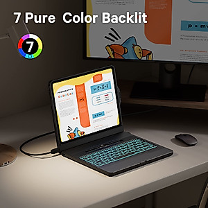 CHESONA for iPad Pro 11 Case with Keyboard, Air 5th Generation Case with Keyboard 10.9-inch, 5-in-1 Typc-C & USB Hub, 7 Color Backlit - Smart Keyboard for iPad Pro 11 Inch, Air 5th, Air 4th, Black