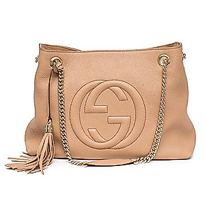 Gucci Camelia Camel Pebbled Leather Soho Shoulder Hand Bag Tassel