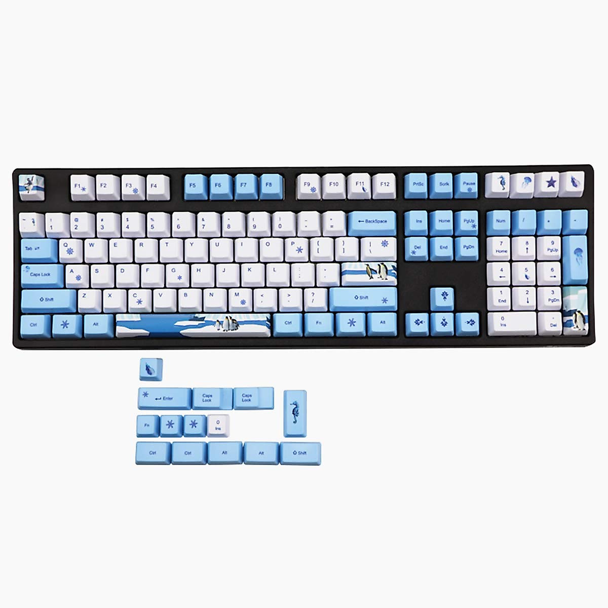 104 Keys Penguin OEM Profile PBT Keycaps Top Printed Dye Sublimation Switch for Cherry RGB MX Mechanical Keyboard Gaming Replace