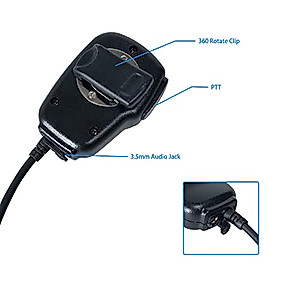 Caroo Cobra Handheld Speaker Mic, 1 Pin 2.5mm Shoulder Microphone with Reinforced Cable for Cobra Talkabout Walkie Talkie Two Way Radio Accessories, 3.5mm Audio Jack, Black