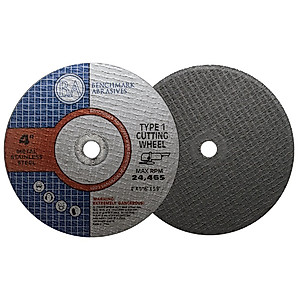 Benchmark Abrasives 4 Inch Grinder Cut Off Wheels Aluminum Oxide Thin Type 1 Angle Grinder Cutting Disc for Metal, Stainless Steel - with 3/8" Arbor Hole, Fast Grinder Cutting Wheel - 25 Pack