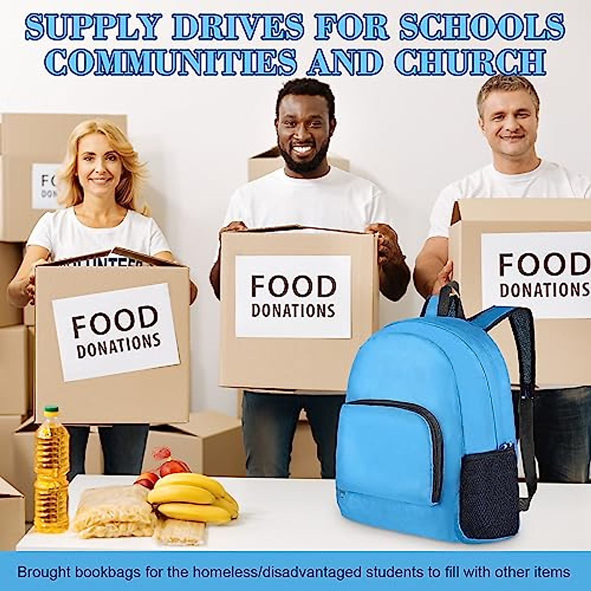 Reginary 24 Pcs Backpack 17" Backpacks Foldable Lightweight Bookbags Student Outdoor Travel School Book Bag with Storage Bag (Blue)