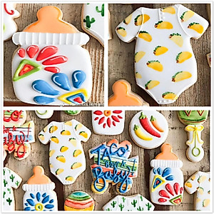 Baby Shower Cookie Cutters, 2 Pieces Baby Onesie and Baby Bib Cookie Cutter Shapes for Birthday Party Baby Shower
