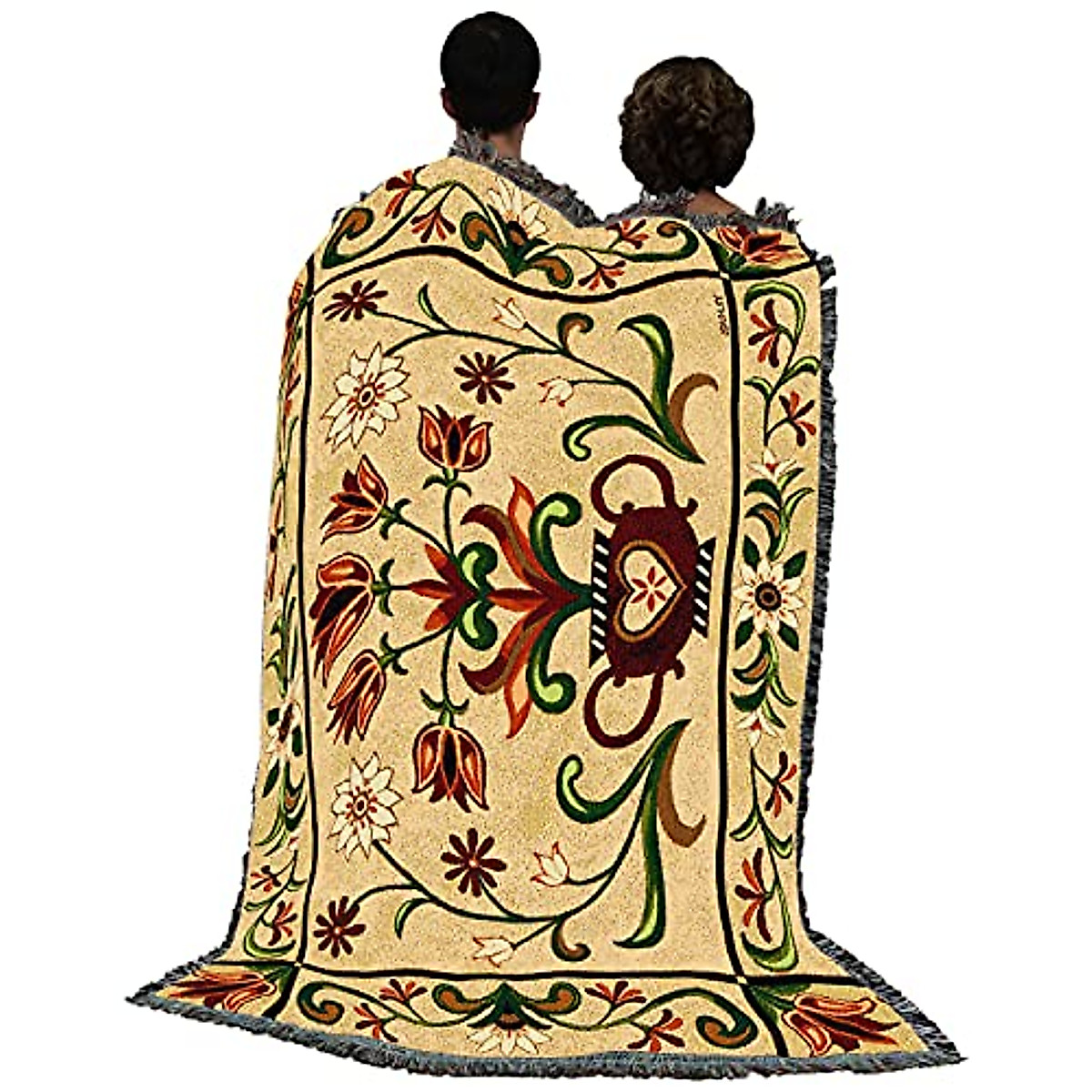 Pure Country Weavers Heritage Floral Blanket by Jennifer Brinley - Folk Art Sampler Garden Floral Gift Tapestry Throw Woven from Cotton - Made in The USA (72x54)