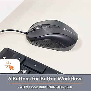 X9 USB Keyboard and Mouse Combo - Mouse Pad Included - Ergonomic Full-Sized Wired Keyboard and Mouse Combo - 104 Keys Computer Keyboard and Mouse with Wire for Desktop, Laptop, Windows PC - Black