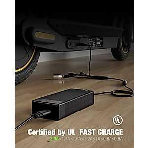 stio Universal Power Adapter Charger for Gotrax/Hiboy, 42V/36V 2A GX16 GX12 3Pins DC5.5-2.5/2.1 XLR 3Prong Connector Power Supply for 36V Lithium Battery UL Certified Charger