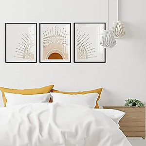 Sun Ray Boho Bedroom Wall Decor, Sun Line Art Modern Wall Decor, Mid Century Modern Wall Decor, Bathroom, Living Room, Office, Classrooms, Home Wall Decor, Set of 3 Prints, 11x14inch Unframed