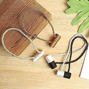 Groleca 4 Pack Magnetic Curtain Tiebacks Curtain Holdbacks Curtain Ties Outdoor Curtain Tiebacks Modern Rope Tiebacks Drapery Holdbacks Tie Backs for Curtains (Black, 4)