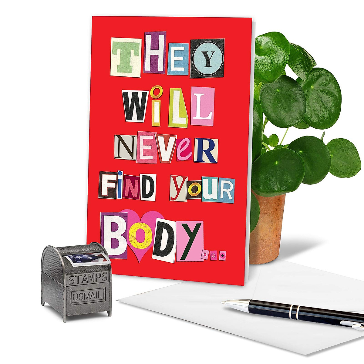 NobleWorks - Happy Anniversary Greeting Card - Funny Romantic Wedding Anniversary Card for Husband or Wife | Humor Couple's Anniversary Wedding Card - Never Find Your Body C5456ANG