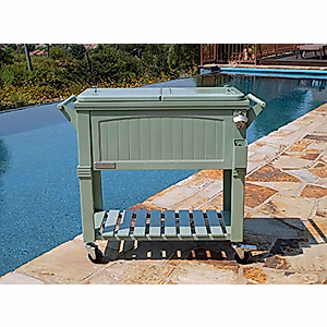 Permasteel PS-203F1-SAGE-AM 80 Quart Portable Rolling Patio Cooler, Sage