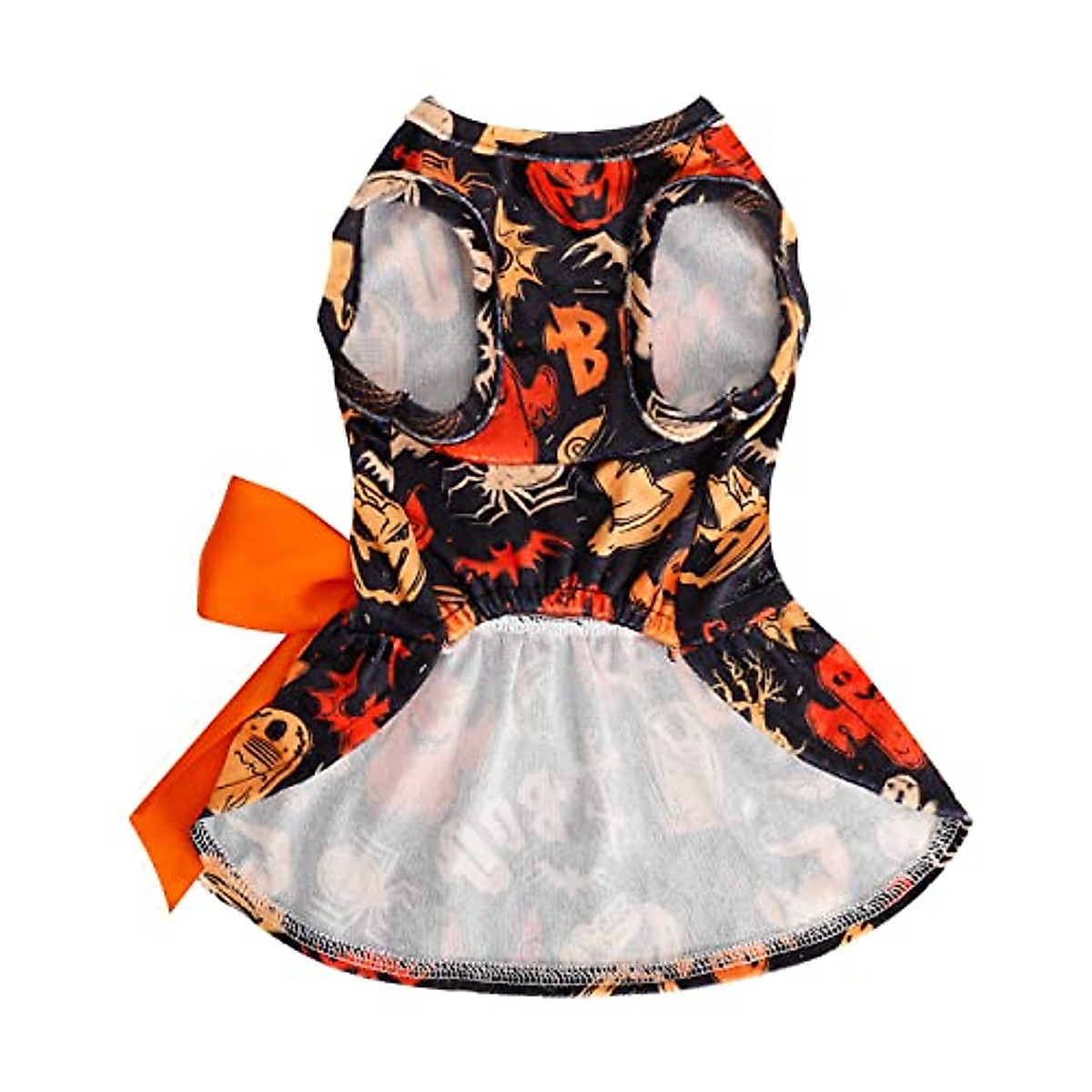 BOTEWO Halloween Dog Dress Lightweight Velvet Pets Clothes Cute Girl Doggies Dresses Outfits with Bow Tie Puppy Cat Holiday Cosplay Costume(XXS,Black)