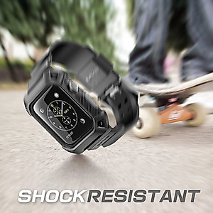 SUPCASE for Apple Watch 3 38mm Case with Band (Unicorn Beetle Pro), [Anti-Scratch] [Bumper Protector] Rugged Men Cover Sport Protective Case with Strap Bands for iWatch 3 38mm 2017/2016/2015, Black