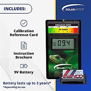 Solarmeter Model 6.5R Reptile UV Index Meter, Handheld Digital Radiometer for Measuring Ultraviolet Light, Measures 280-400 nm with Range from 0-199.9 UV Index, Made in USA, ABS Polymer, Black
