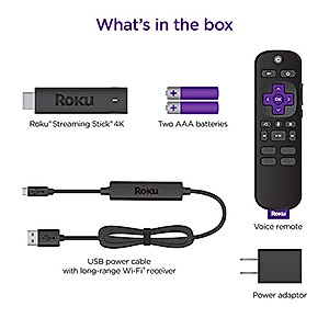 Roku Streaming Stick 4K 2021 | Streaming Device 4K/HDR/D. Vision with Roku Voice Remote and TV Controls (Renewed)