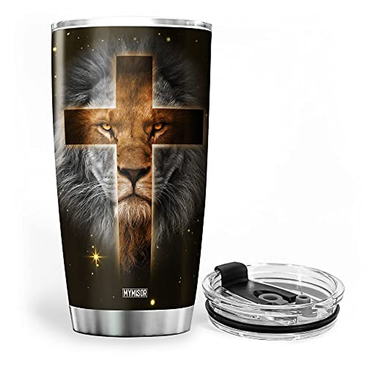 MYMISOR Lion Tumbler Cup For Men My God That Is Who You Are Christian Cross Stainless Steel Mug Wildlife Animal Christian Gift For Lion Lovers Uplifting Gifts Birthday Present