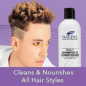 FRAGFRE 2 in 1 Shampoo and Conditioner 12 oz - Fragrance Free Conditioning Shampoo for Short to Medium Hairs - Color Safe Wash and Go - Sulfate Free Cleansing Conditioner for Sensitive Scalps (1 Pack)