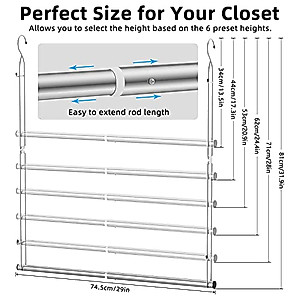 STARTOSTAR Closet Hanging Rod, Width and Height Adjustable Closet Extender Hanging Rod, Closet Hanging Organizer, Stainless Steel Double Closet Rod, Space-Saving Clothes Hanging Bar -2 Pack