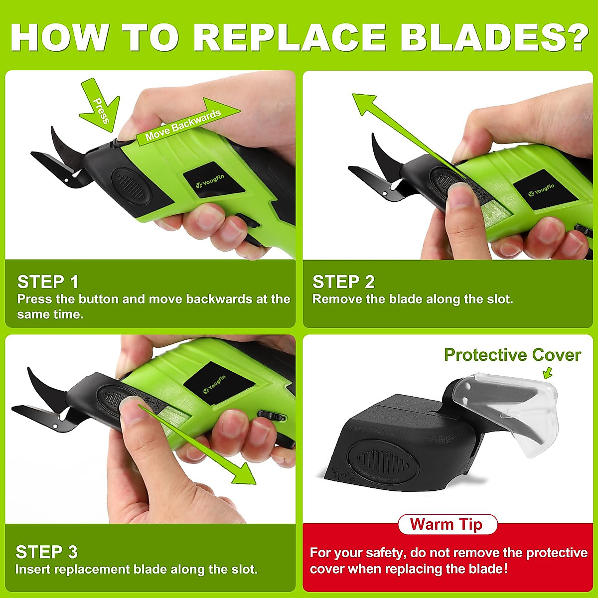 Yougfin Cordless Electric Box Cutter for Cardboard, 4.2V Rechargeable Power Scissor for Cutting Fabric, Cordless Shears for Carpet Leather, Felt with Charger & Carrying Case