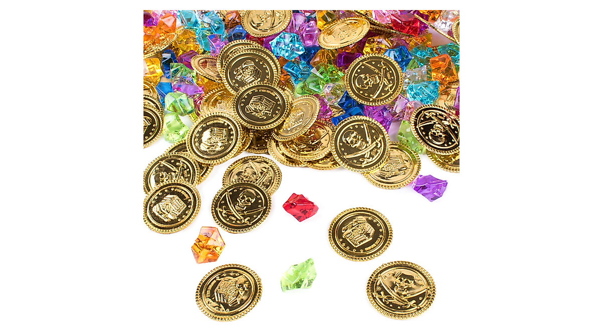 Pirate Treasure Coins & Gems Set - Perfect for Pirate Theme Parties