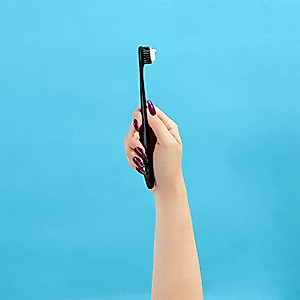 hello Charcoal Soft Toothbrush with Activated Charcoal from Sustainable Bamboo, BPA- Free, Made from Plant-Based Materials, 4 Pack