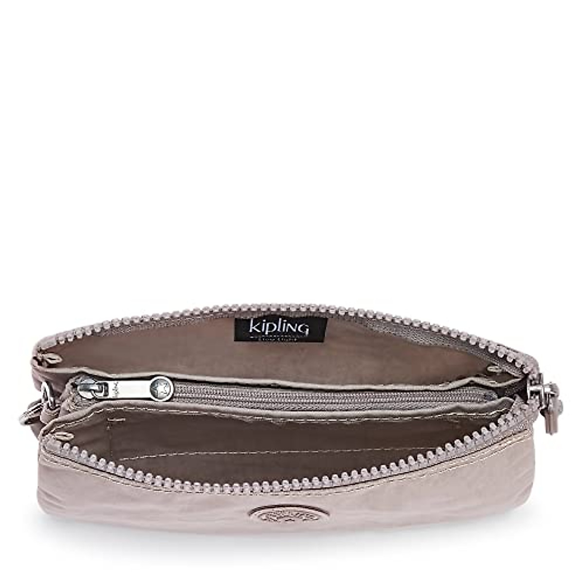 Kipling Women's Creativity Large Pouch, Versatile Cosmetics Kit, Lightweight Nylon Travel Organizer, Grey Gris, 7.25" L x 4.25" H x 0.5" D