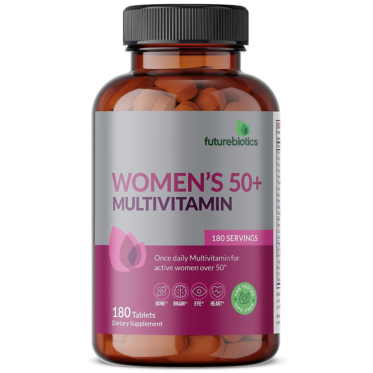 Futurebiotics Women's 50+ Multivitamin Once Daily Multivitamin for Active Women Over 50, NON-GMO, 180 Tablets