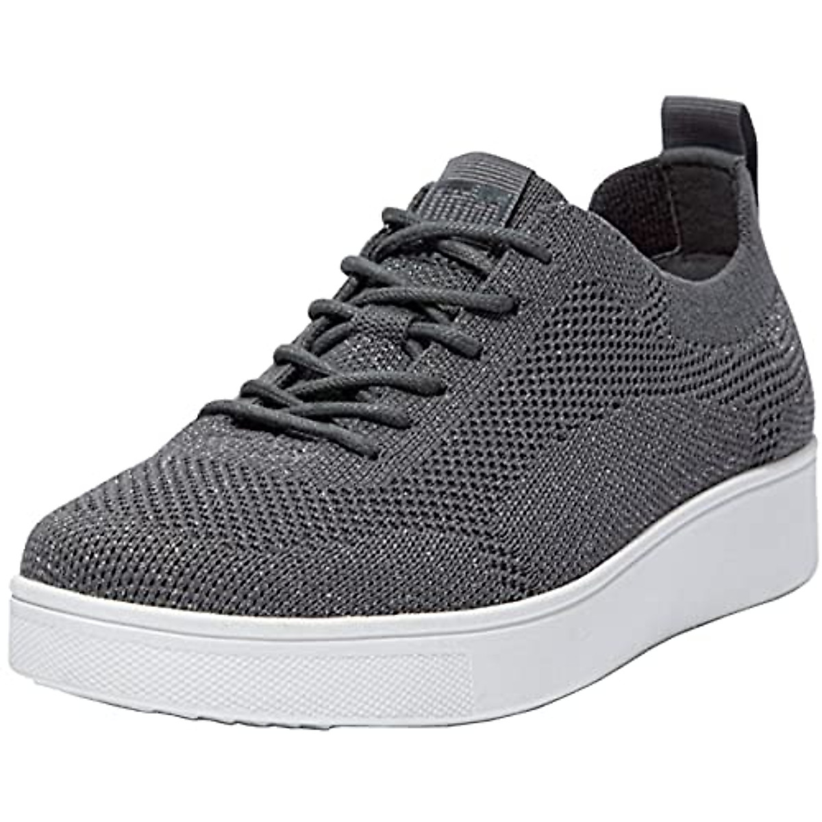 FitFlop Women's Rally Tennis Sneaker-Tonal Knit, Pewter Grey/Metallic Pewter, 9