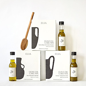 Organic and Non-GMO Baking Mix | Vanilla with a Hint of Lemon Cake | Olive Oil Cake Mix | Extra Virgin Olive Oil Included | Natural Mediterranean Dessert Mix for Dinner Party, Birthday Cake, Foodie Gift | ELIA