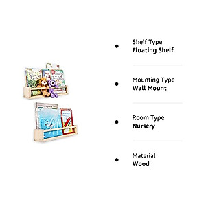 PMLYQ 2 Pack Wood Floating Nursery Shelves,Kitchen Spice Rack,Book Shelf Organizer (Natural Wood No Paint)