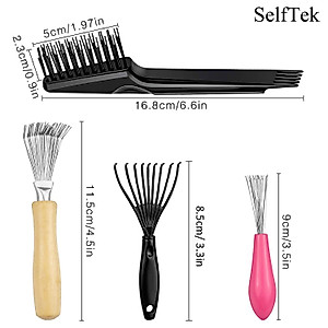 SelfTek 4 Pack Hair Brush Cleaning Tool for Removing Hair and Dust - Home or Salon Use